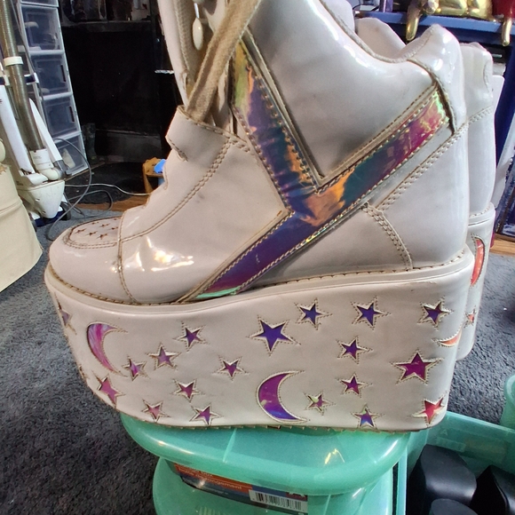 YRU | Shoes | Yru Silver And Purple Starry Platform Shoes | Poshmark